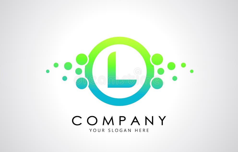 L Dots Letter Logo in Blue and Green Gradient. Alphabet Dotted Logo ...