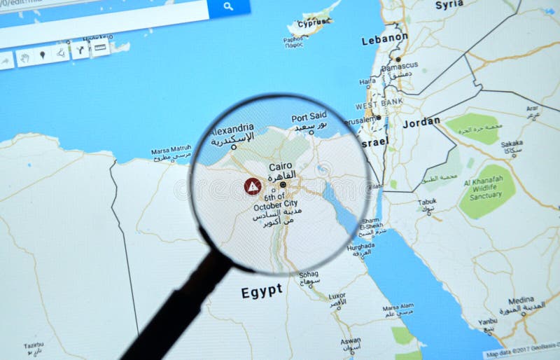L'Egitto su Google Maps immagine stock editoriale. Immagine di repubblica - 90256339