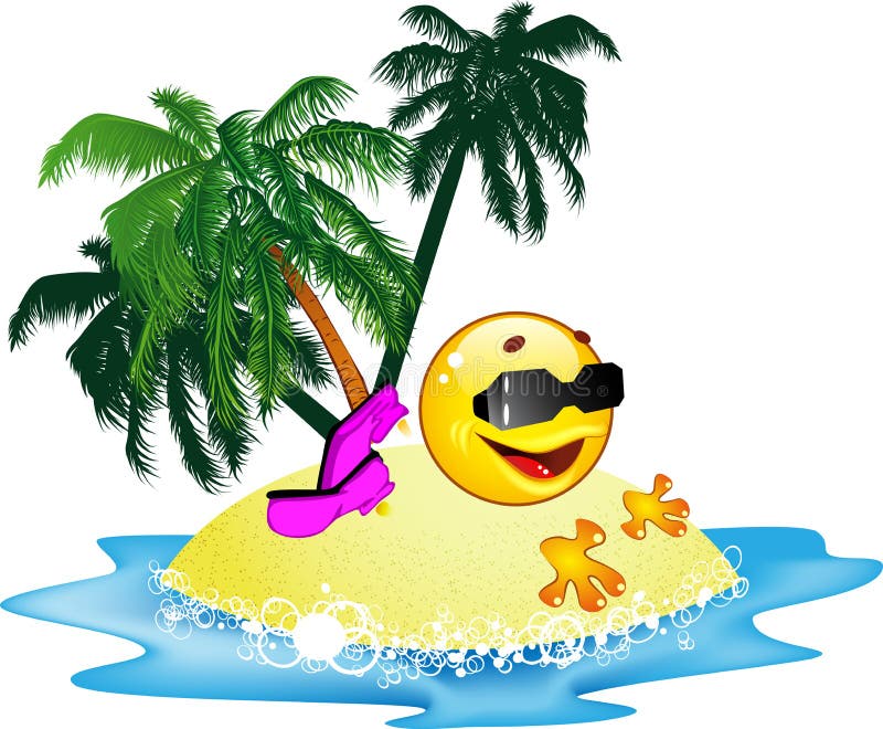 L'emoticon Si Trova Su Una Spiaggia Illustrazione Vettoriale ...