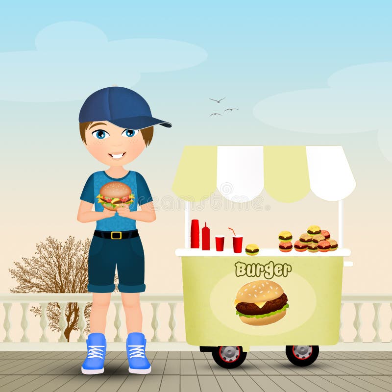 L'enfant mange avidement illustration de vecteur. Illustration du ...