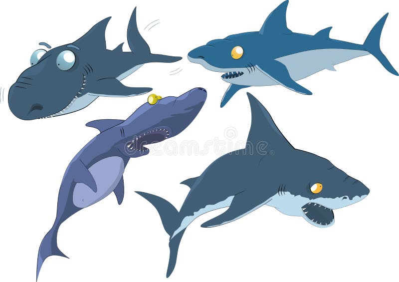L'ensemble Complet De Requins Illustration de Vecteur - Illustration du ...