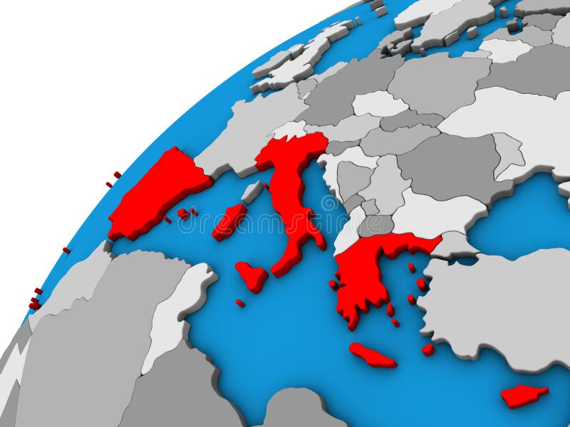 L'Europa Meridionale Sul Globo 3D Illustrazione di Stock ...