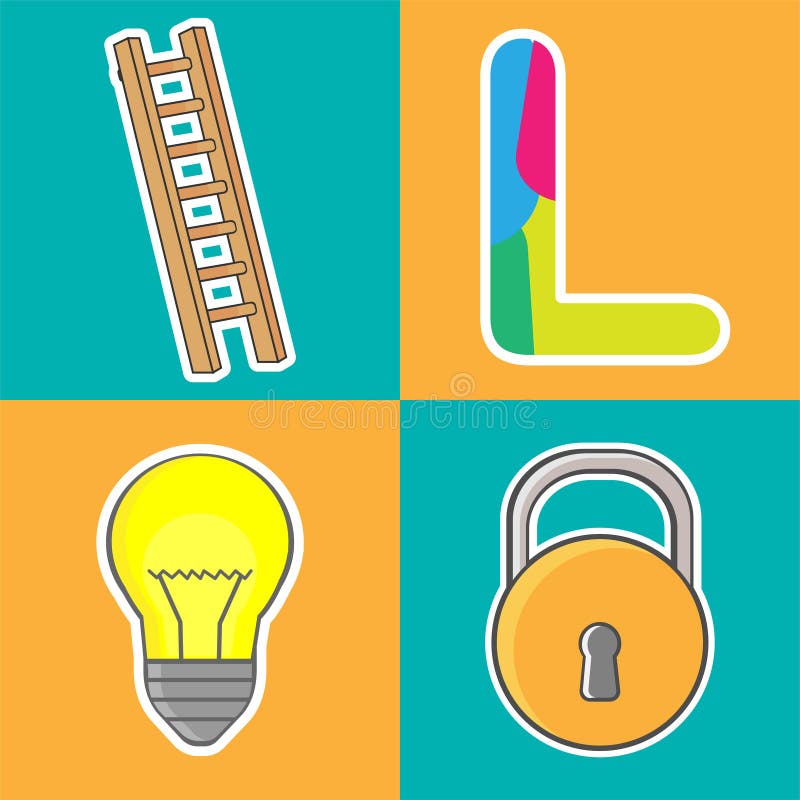 L Letter Flashcard Vector stock illustration. Illustration of element ...