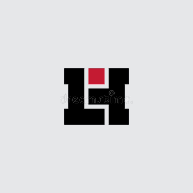 L and H Initials or Logo. LH Monogram or Logotype with Red Square Stock ...