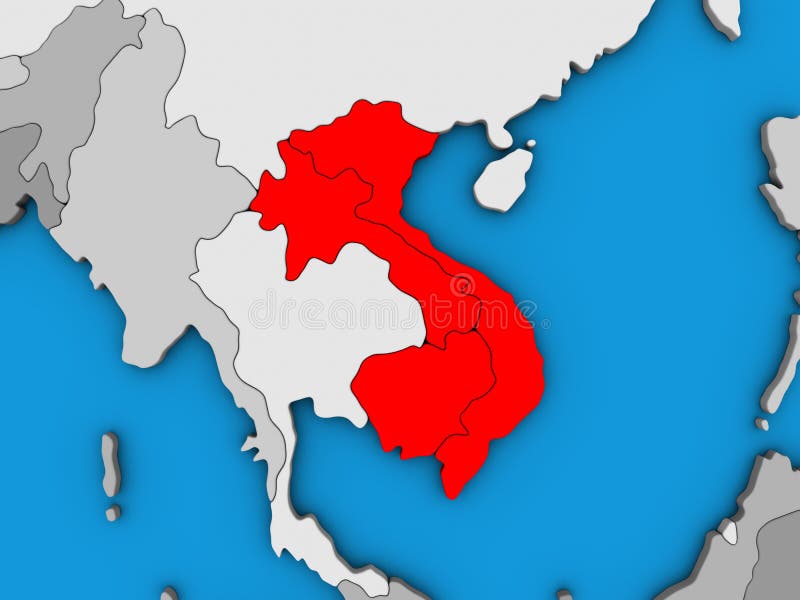 L'Indocina sulla mappa 3D illustrazione di stock. Illustrazione di ...