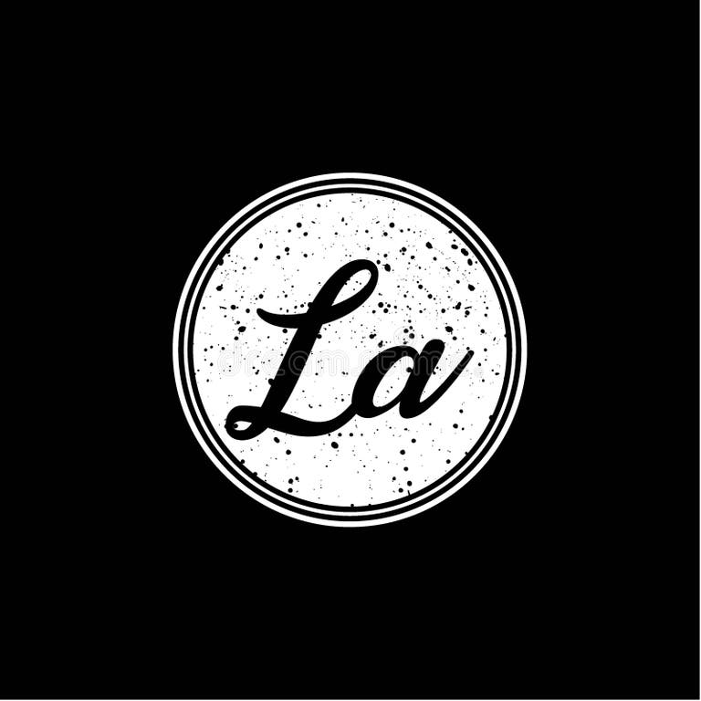 L a Initial Handwriting in Black and White Circle Frame Design Stock ...