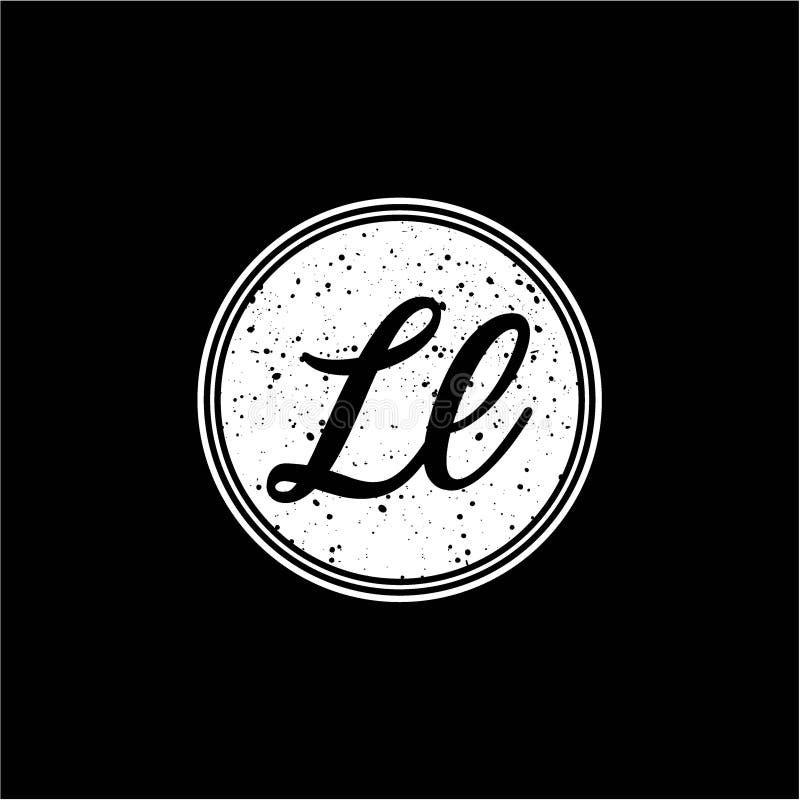 L L Initial Handwriting in Black and White Circle Frame Design Stock ...