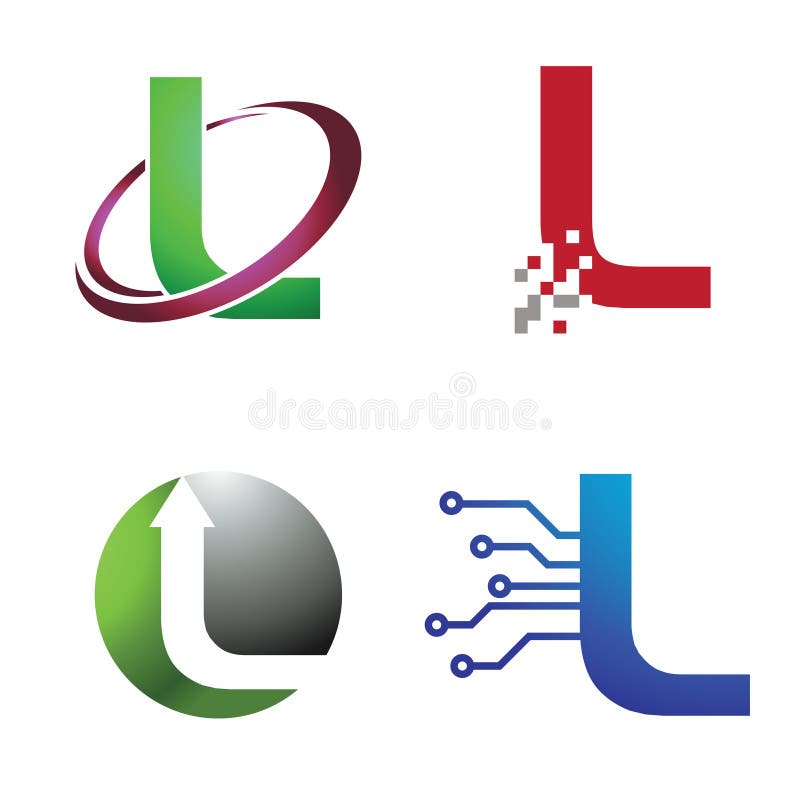 L - Initial Letter Technology and Internet Symbol Logo Collection Stock ...