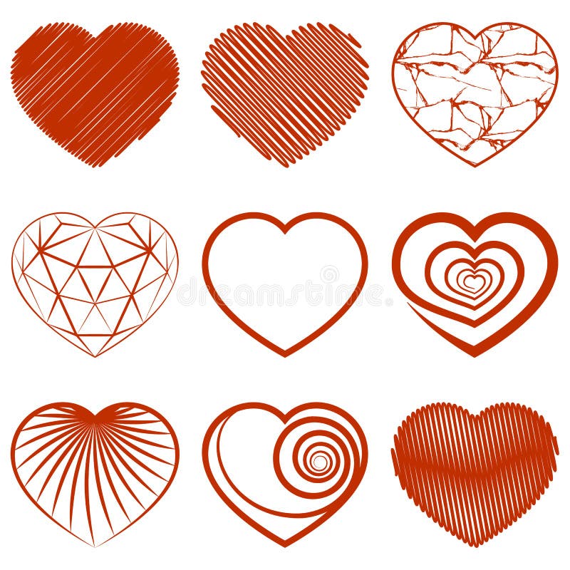 L'insieme Di Cuore Modella Le Icone Vettore Illustrazione Vettoriale ...