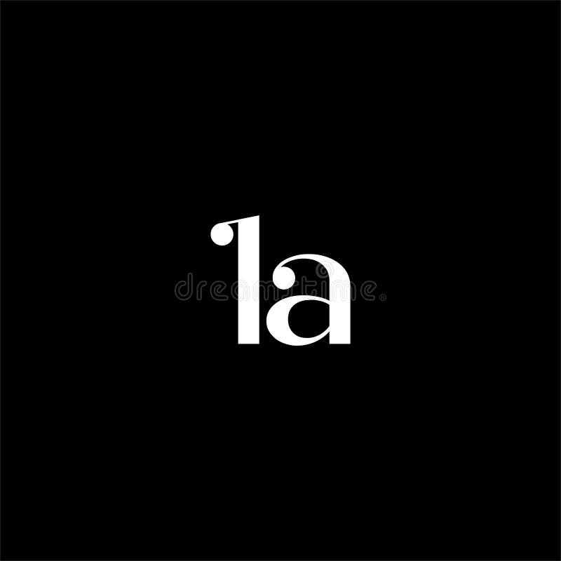L a Letter Logo Abstract Design on Black Color Background. Stock ...