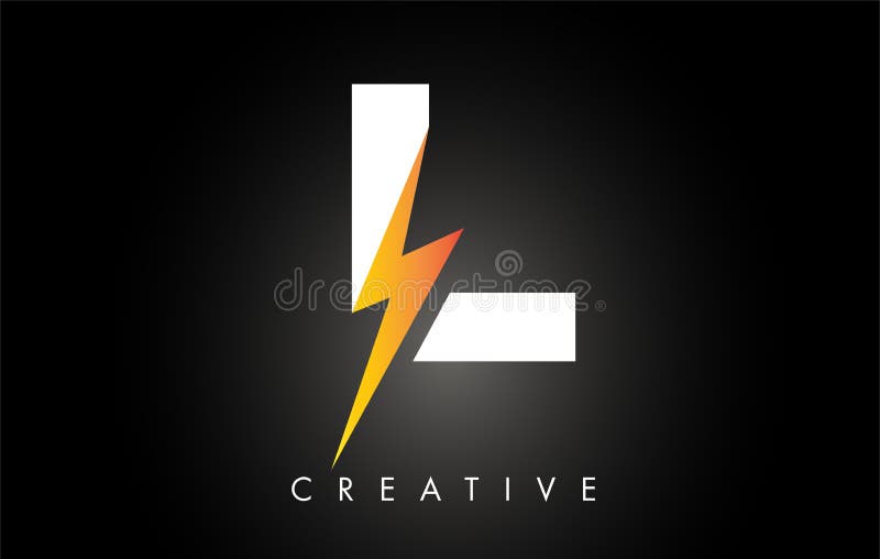 L Letter Logo Design with Lighting Thunder Bolt. Electric Bolt Letter ...
