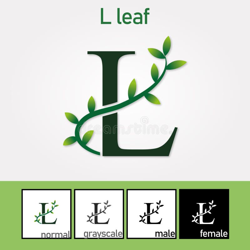 L Letter Logo. Green Color. Leaf Style - Vector Stock Vector ...