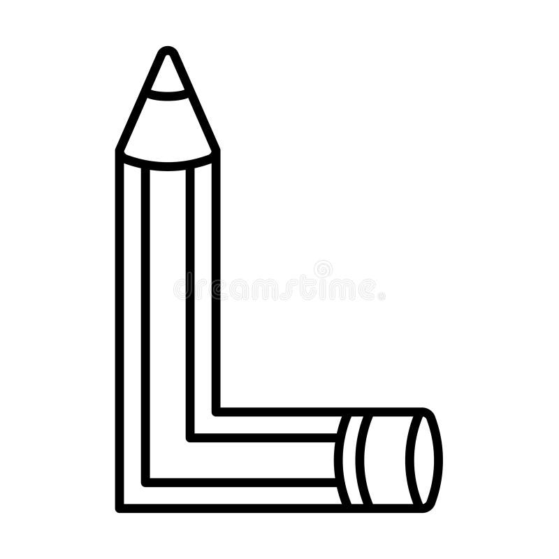 L Letter Pencil Letter Font. Stock Illustration - Illustration of ...
