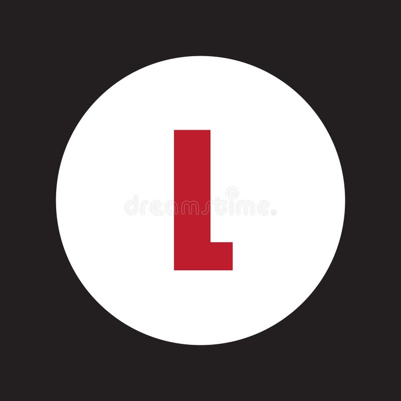 Letter L with Red Impact Font in White Circle Stock Vector ...