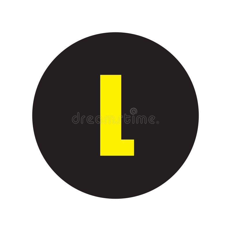 Letter L Logo Symbol with Yellow Impact Font in Black Circle Stock ...