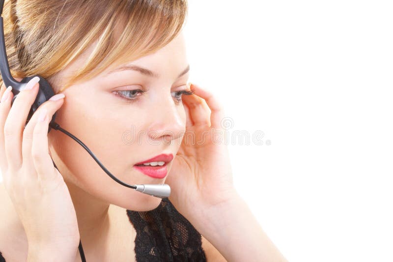 L'opératrice de fille photo stock. Image du internet, positionnement ...