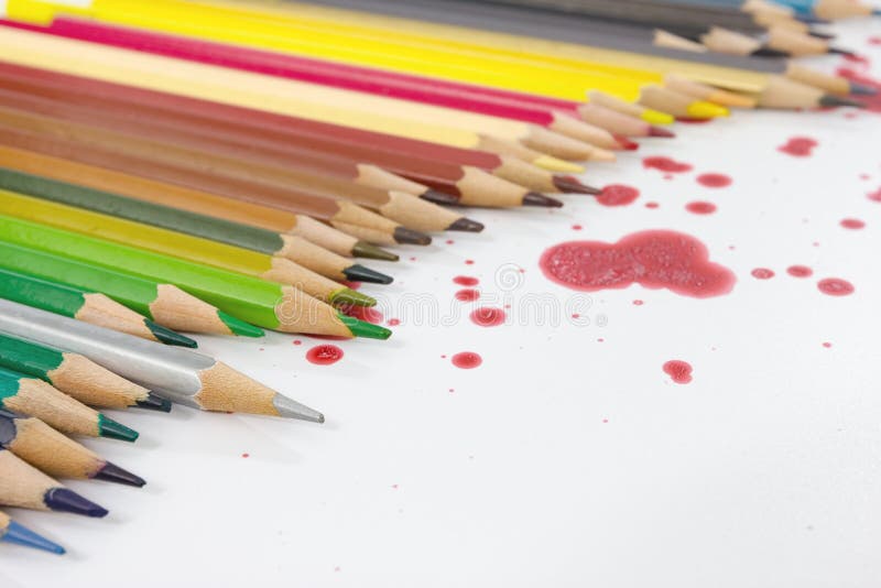 L?piz Del Color Del Primer Con Rojo Seco Imagen de archivo - Imagen de ...