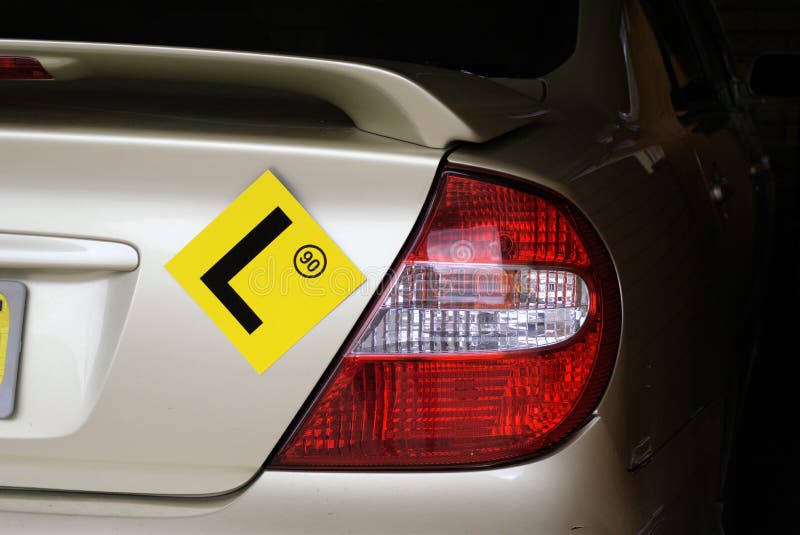 L Plate on Car with 90 Speed Limit Stock Image - Image of learning ...