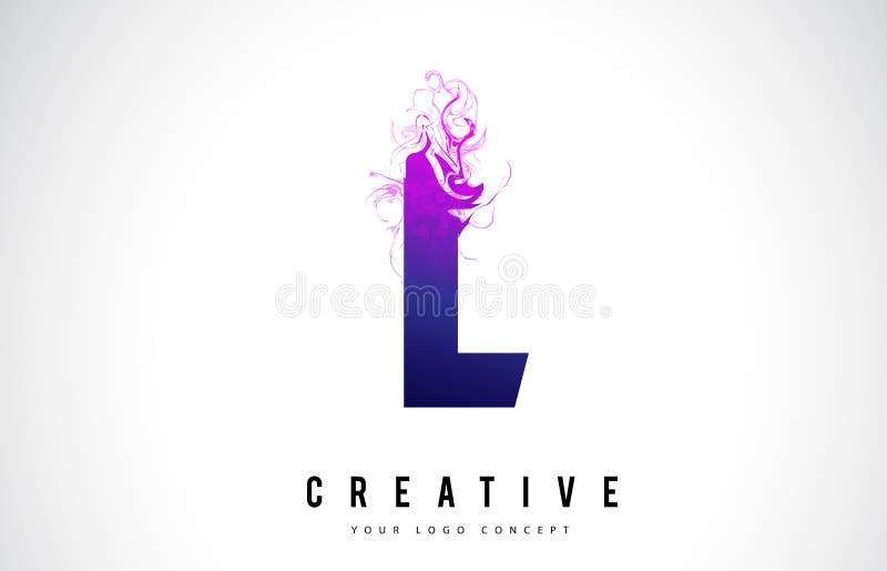 L Purple Letter Logo Design with Liquid Effect Flowing Stock Vector ...