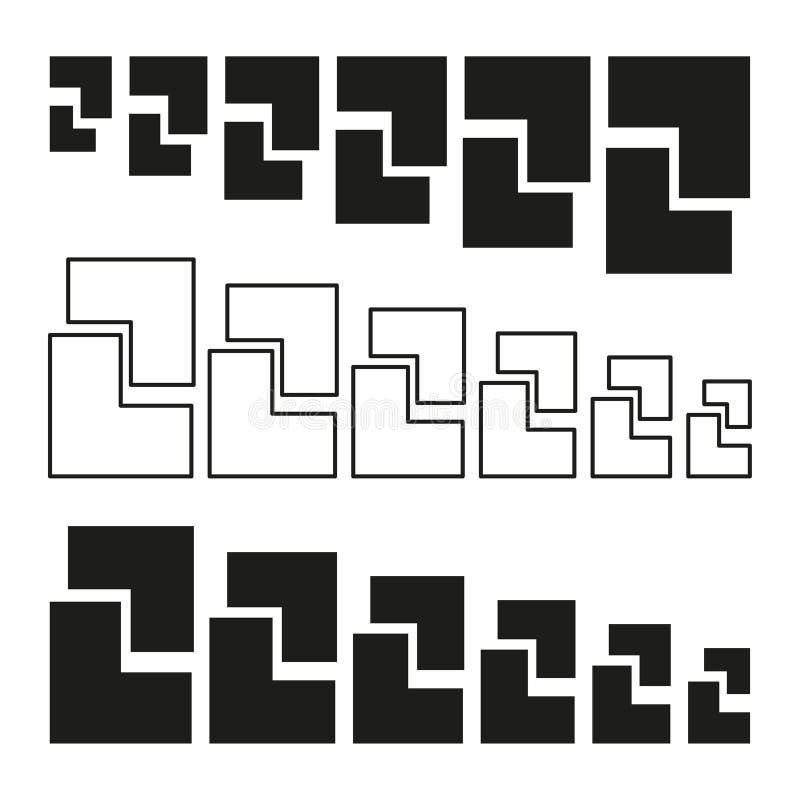 L Shape Set. Mixed Outline Fill. Modular Block Elements Stock ...