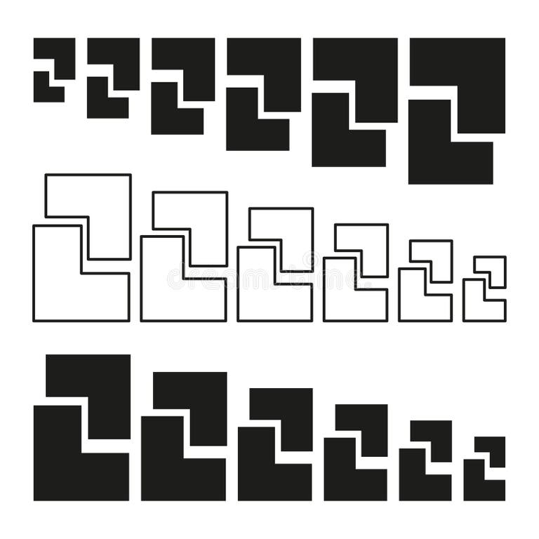 L Shape Set. Mixed Outline Fill. Modular Block Elements Stock ...