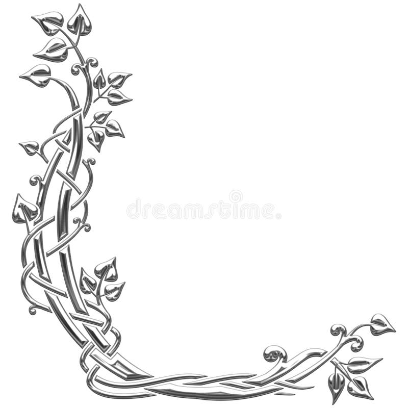 L-shaped Border with Silver Leaves Stock Vector - Illustration of cover ...
