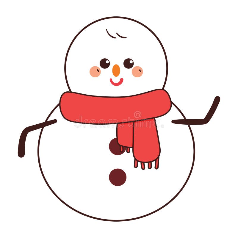Cute Hand Drawing Cartoon Snowman. Cute Winter Drawing for Sticker ...