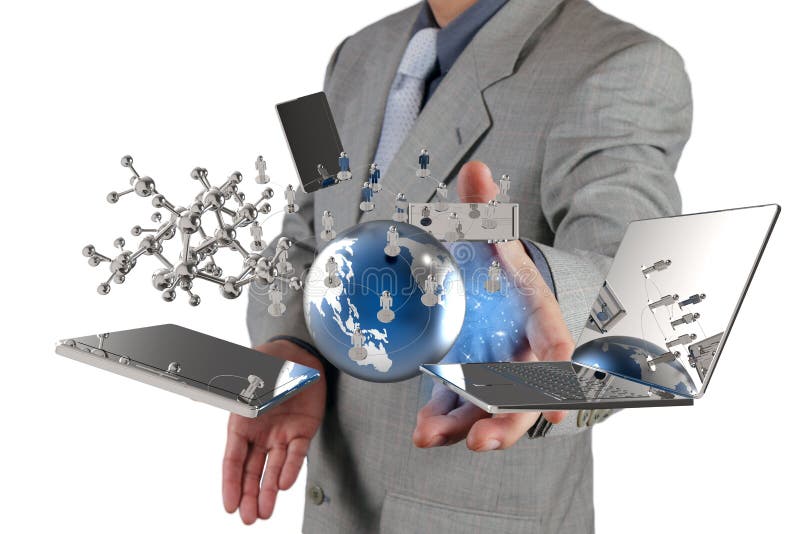 L'uomo D'affari Mostra La Tecnologia Moderna Fotografia Stock ...