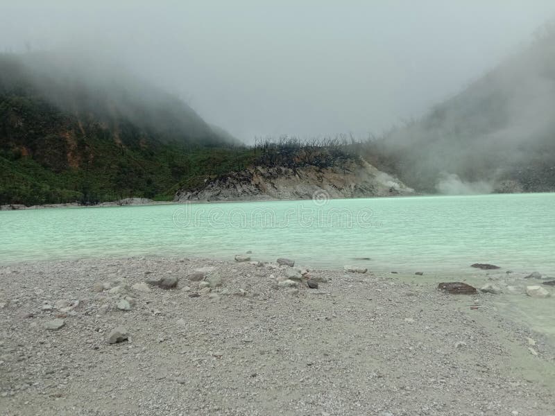L Views of the Volcanic Eruption in the West Java Region. White Kawah ...