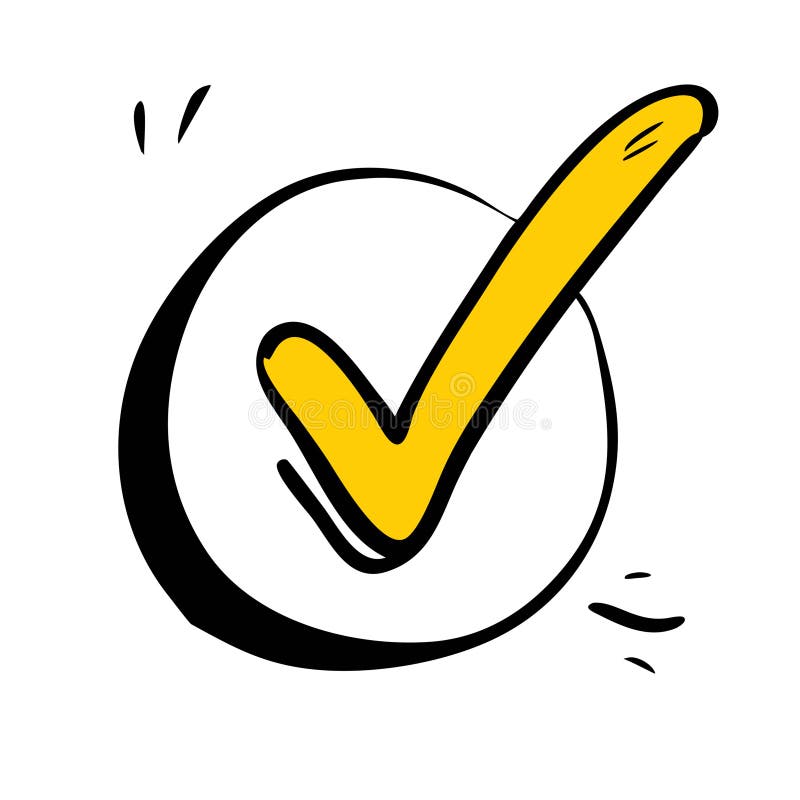 A L Yellow Check Mark is Enclosed within a Black-outlined Circle Stock ...