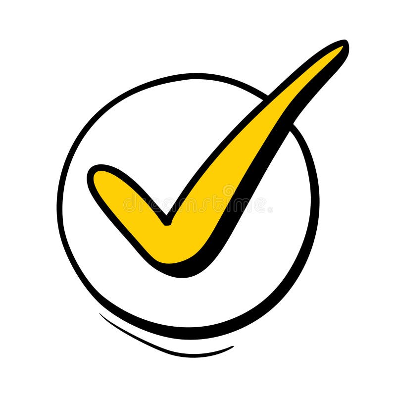 A L Yellow Check Mark is Enclosed within a Black-outlined Circle Stock ...
