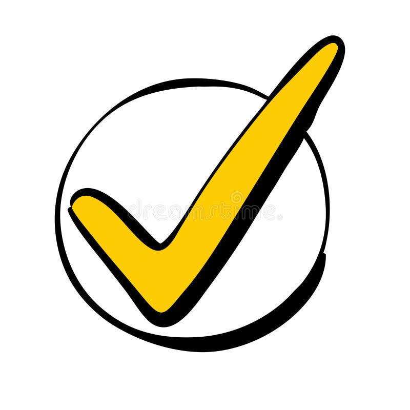 A L Yellow Check Mark is Enclosed within a Black-outlined Circle Stock ...