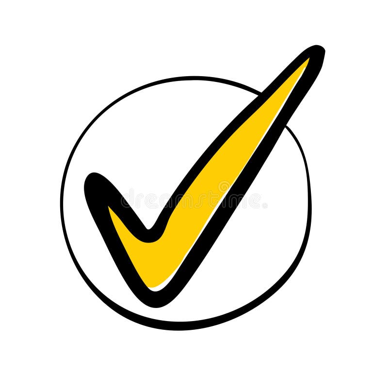 A L Yellow Check Mark is Enclosed within a Black-outlined Circle Stock ...