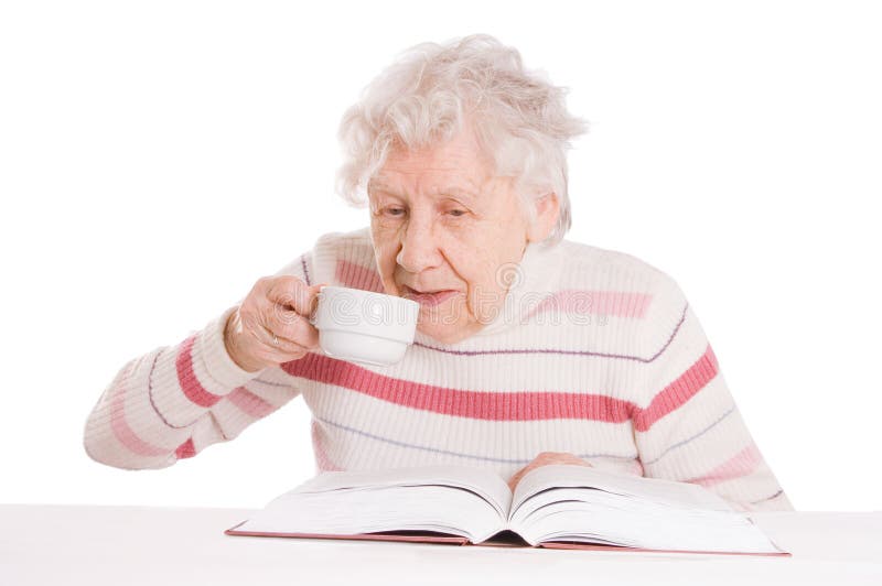 La abuela bebe el café foto de archivo. Imagen de desayuno - 19653998