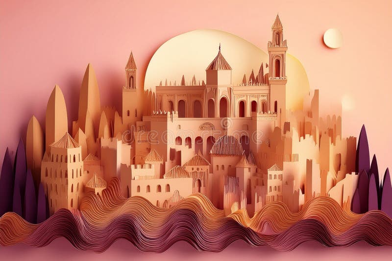 La Alhambra of Granada Depicted in Three-dimensional Illustration with ...