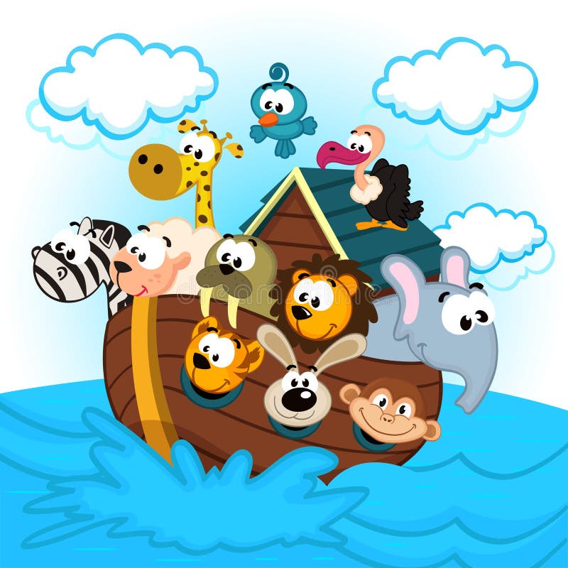 La Arca De Noah Con Los Animales Ilustración del Vector - Ilustración ...