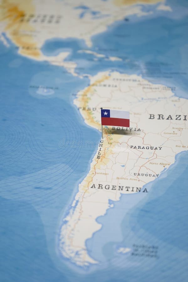 La Bandera Del Chile En El Mapa Del Mundo Imagen de archivo - Imagen de ...