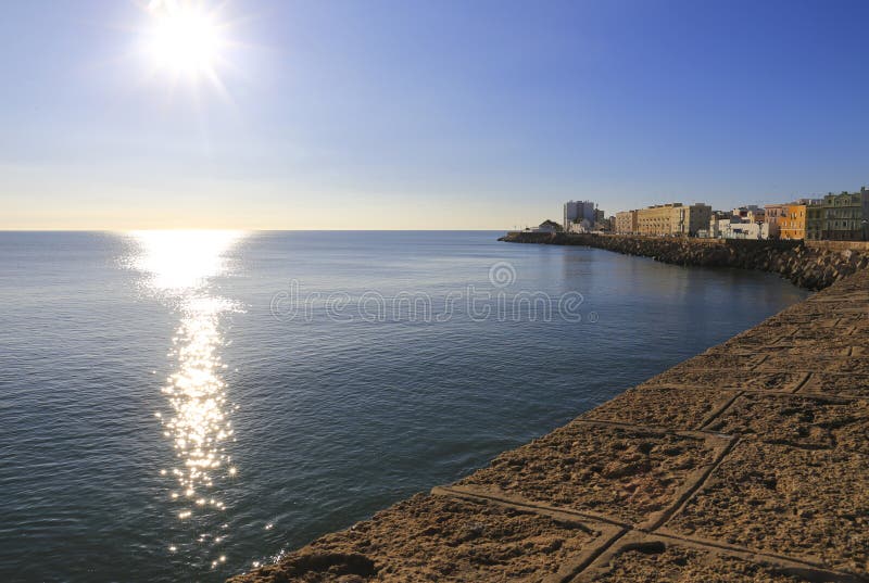 La Caleta Beach in Cadiz City, Spain Stock Image - Image of view, ocean ...