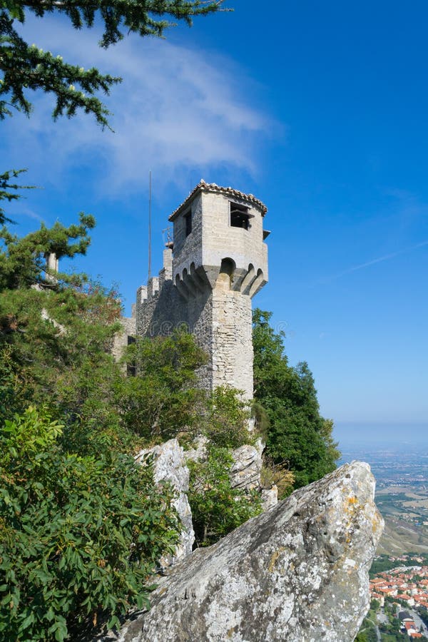 La Cesta Tower of Mount Titan in San Marino. Stock Photo - Image of ...