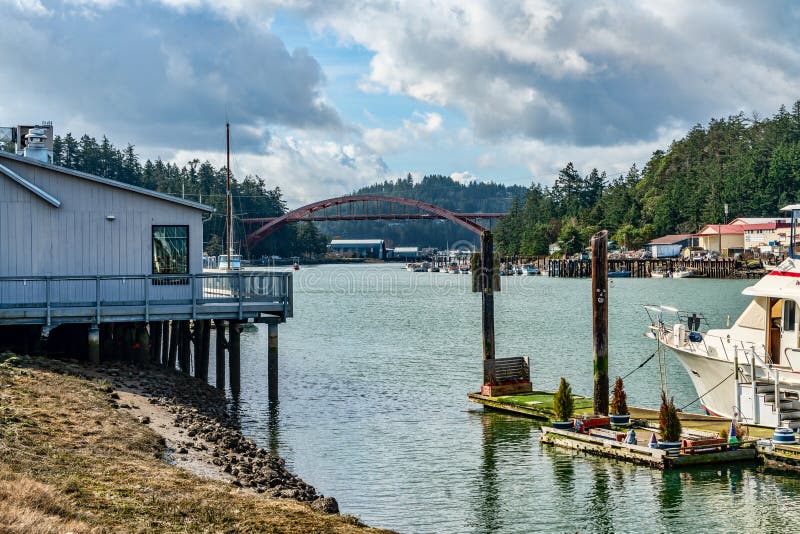 La Conner Channel and Bridge Stock Image - Image of swinomish, rainbow ...