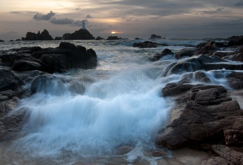 La Corbiere at dusk stock image. Image of wave, lonely - 11439339