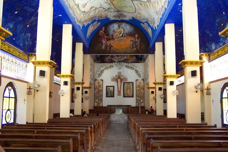 La Crucecita Church Interior Stock Image - Image of mural, catholic: 34107