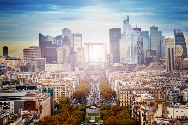 La Defense City District View from Arc De Triumph Editorial Photography ...