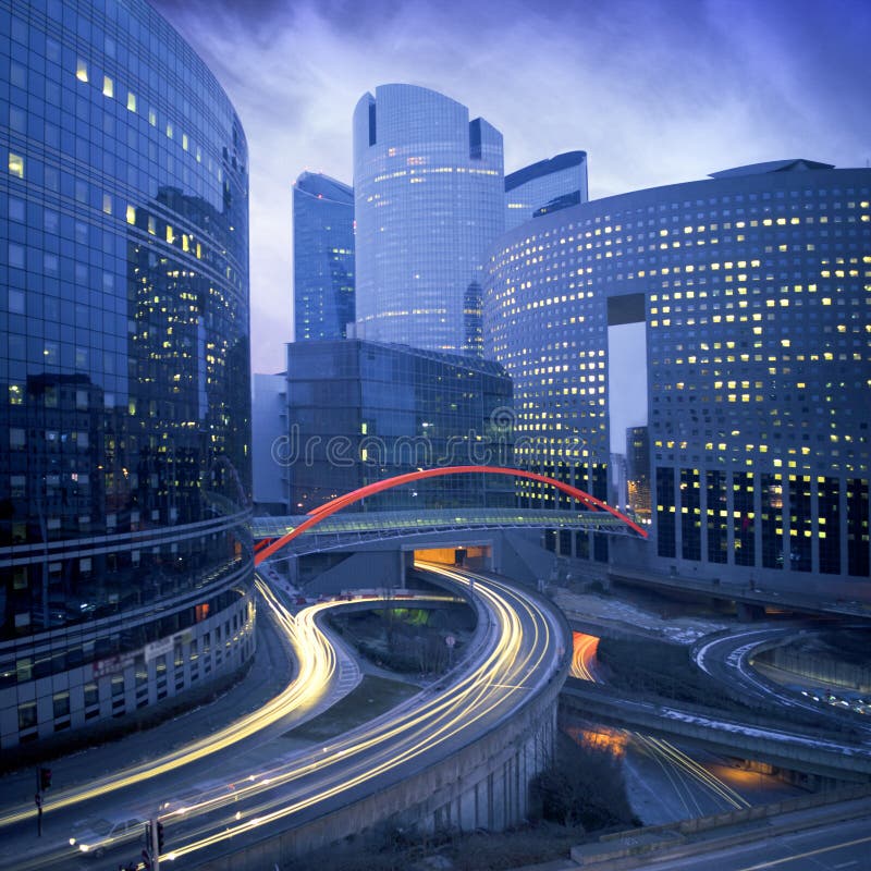 La Defense at night, Paris stock photo. Image of futuristic - 61422814