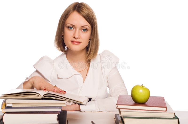 La Estudiante Lee Los Libros Foto de archivo - Imagen de aula, acertado ...