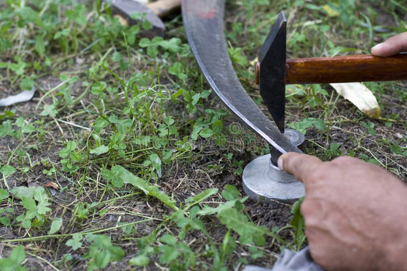 La falce affila fotografia stock. Immagine di affili - 32837178