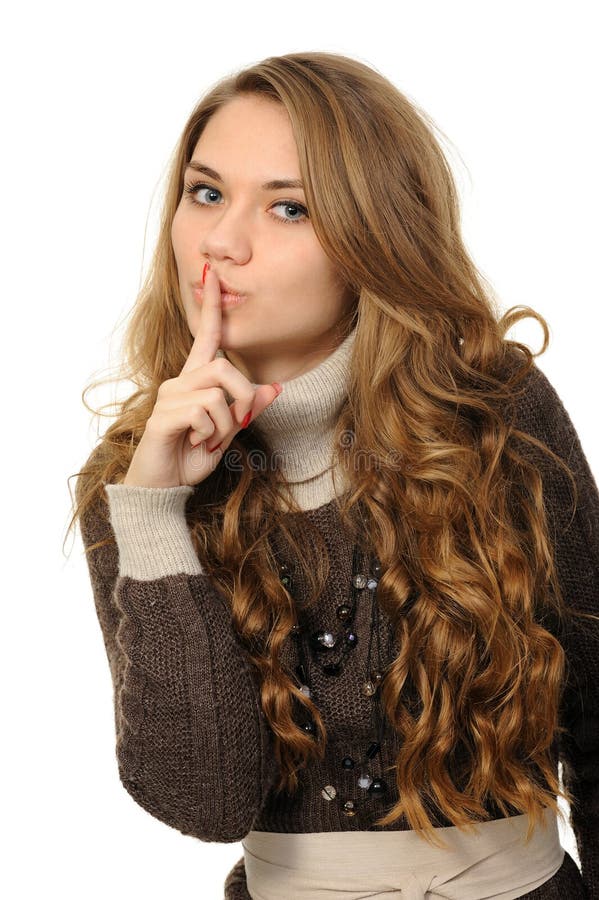 La femme dit le ssshhh photo stock. Image du mignon, fille - 22929702