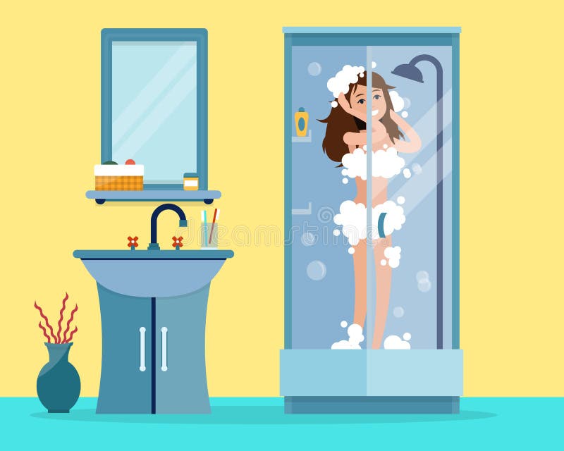 La femme prend une douche illustration de vecteur. Illustration du luxe ...