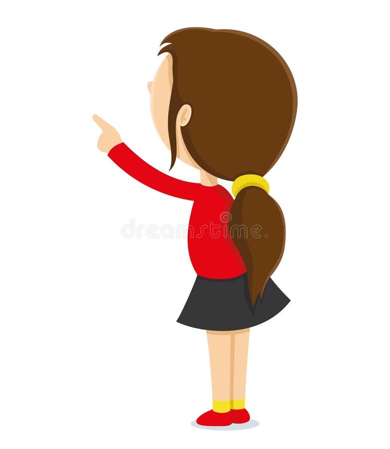 La fille montre un doigt illustration de vecteur. Illustration du ... La fille montre un doigt illustration de vecteur. Illustration du ...