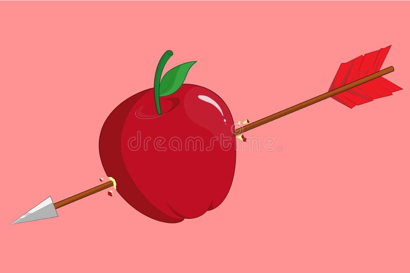 Manzana roja con la flecha stock de ilustración. Ilustración de ...